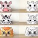 African Safari Animals Paper Crowns Giraffe Hippo Hyena Lion Zebra ...