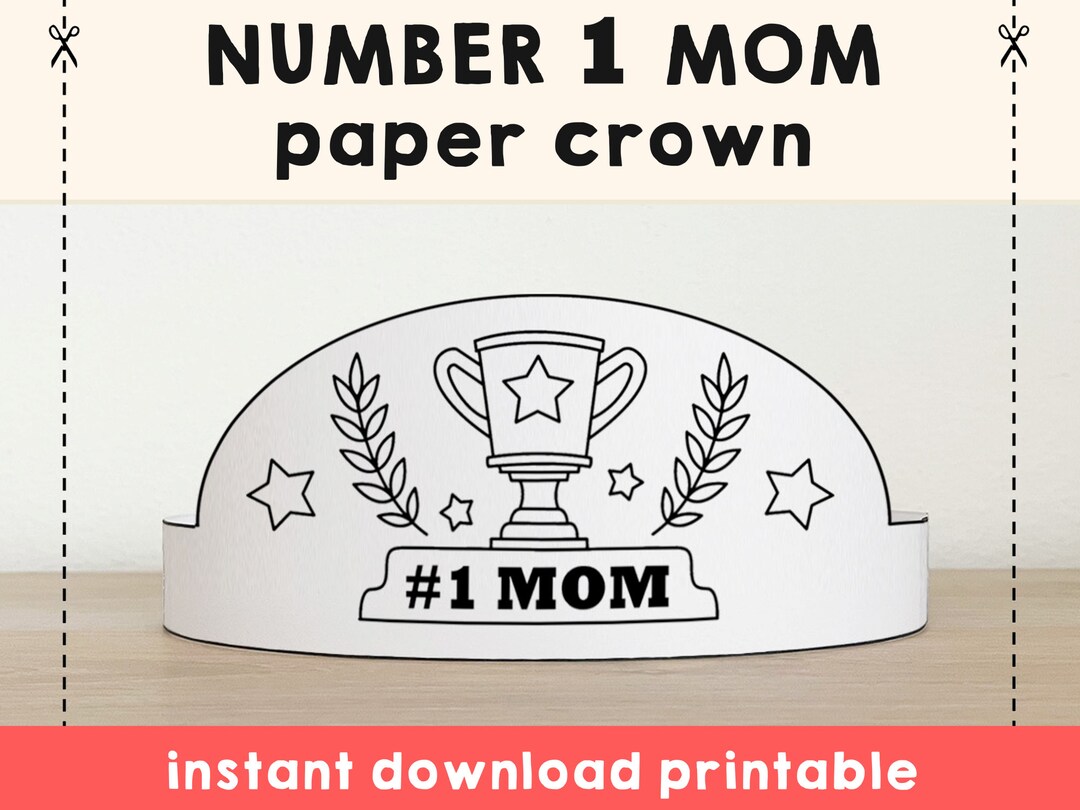Mother's Day Paper Crown Template Birthday Party Headband Coloring ...