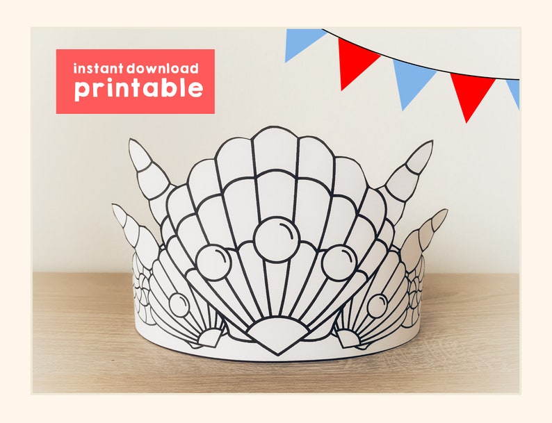 Mermaid Paper Crown Coloring Printable Kids Craft Mermaid | Etsy