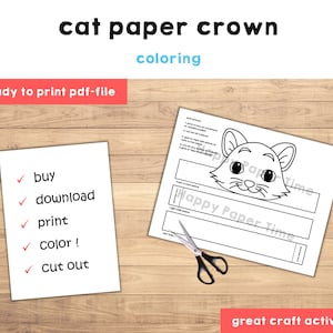 Cat Paper Crown Headband Pet Animal Printable Kids Craft Kitten Party ...