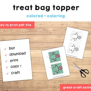 Zombie Treat Bag Topper Paper Craft Halloween Spooky Party Coloring ...