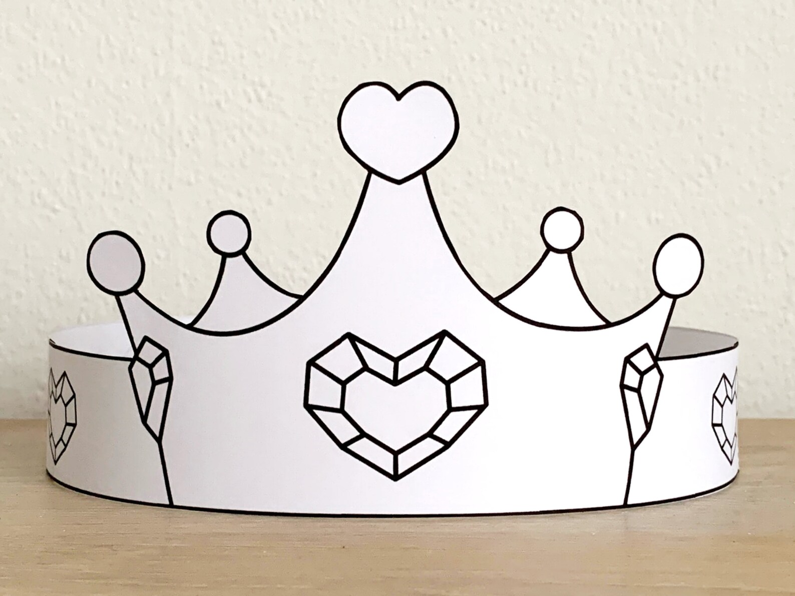 Heart Princess Paper Crown Party Activity Printable Kids Easy - Etsy