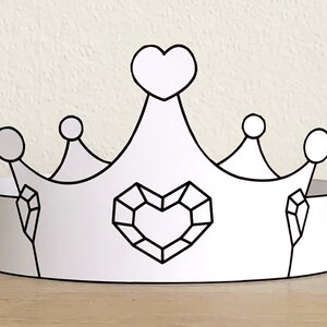 Heart Princess Paper Crown Party Activity Printable Kids Easy Craft ...
