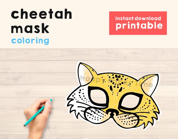 Cheetah Mask Printable Cheetah Costume Mask Paper Safari Party - Etsy