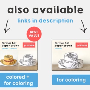 Farmer Straw Hat Gardener Paper Crown Party Printable Kids Craft ...