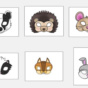 Woodland Animal Masks Template Pdf Crafting Kid Party Favor Printable ...