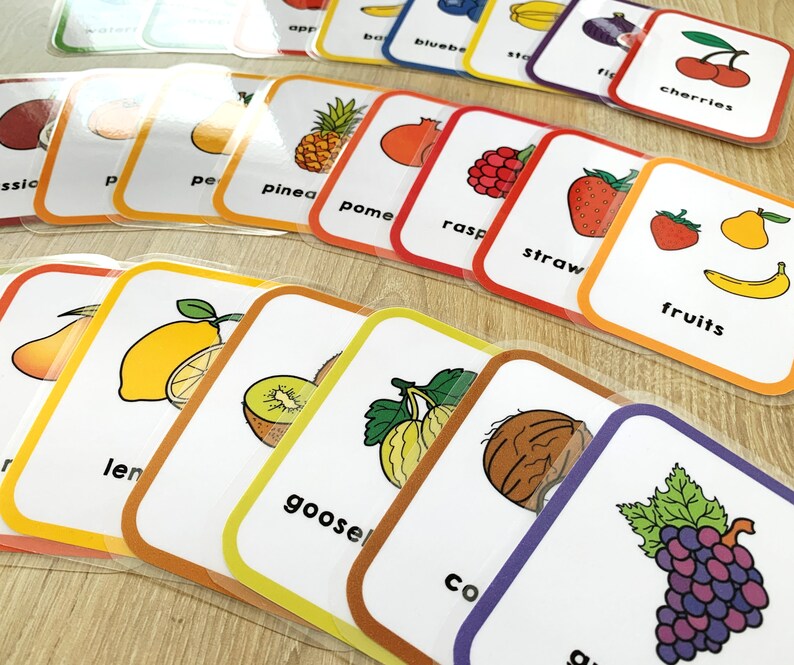 Fruits Flash Cards Printable Montessori Materials Preschool | Etsy