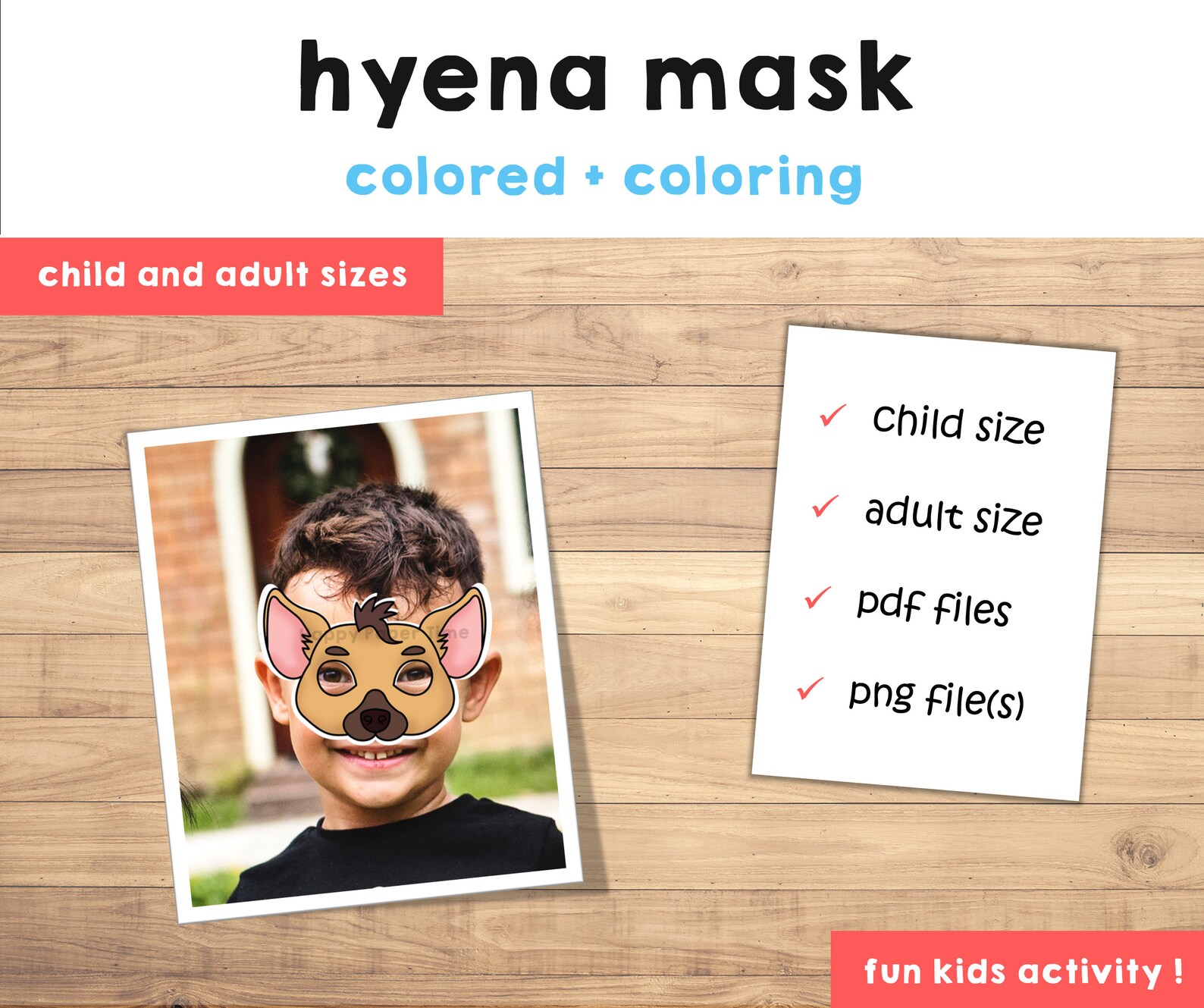 Hyena Mask Costume Animal Mask Printable Party Favor African - Etsy