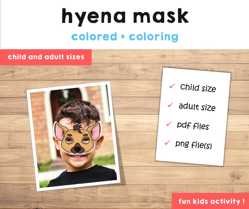 Hyena Mask Costume Animal Mask Printable Party Favor African - Etsy