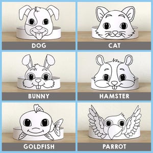 Pets Animals Paper Crowns Dog Cat Hamster Parrot Goldfish Bunny ...