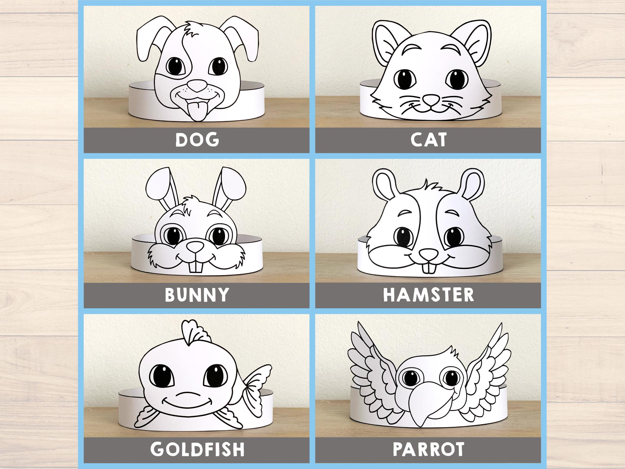 Pets Animals Paper Crowns Dog Cat Hamster Parrot Goldfish Bunny ...