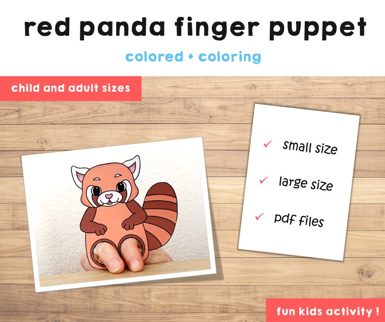 Red Panda Paper Craft Printable Asian Animal Finger Puppet - Etsy Canada