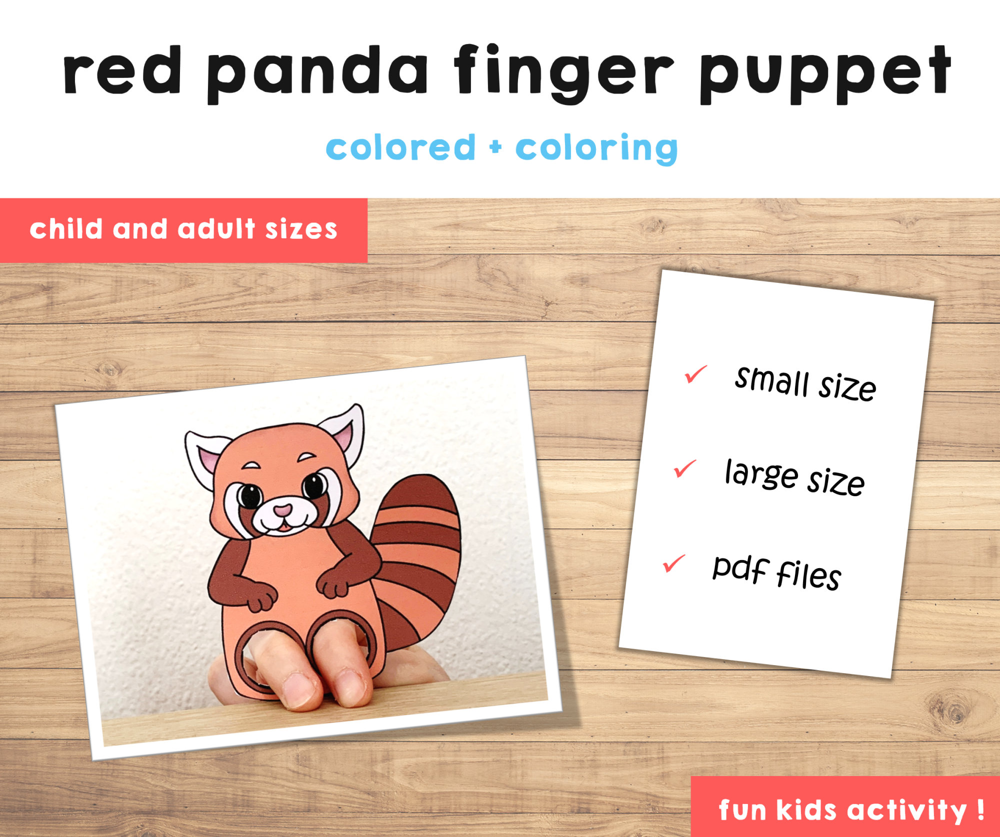 Red Panda Paper Craft Printable Asian Animal Finger Puppet - Etsy Australia