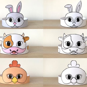 Farm Animals Paper Crowns Pig Pony Cow Rabbit Sheep Chicken Printable ...