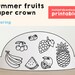 Fruits Summer Paper Crowns Spring Printable Kids Craft Coloring ...