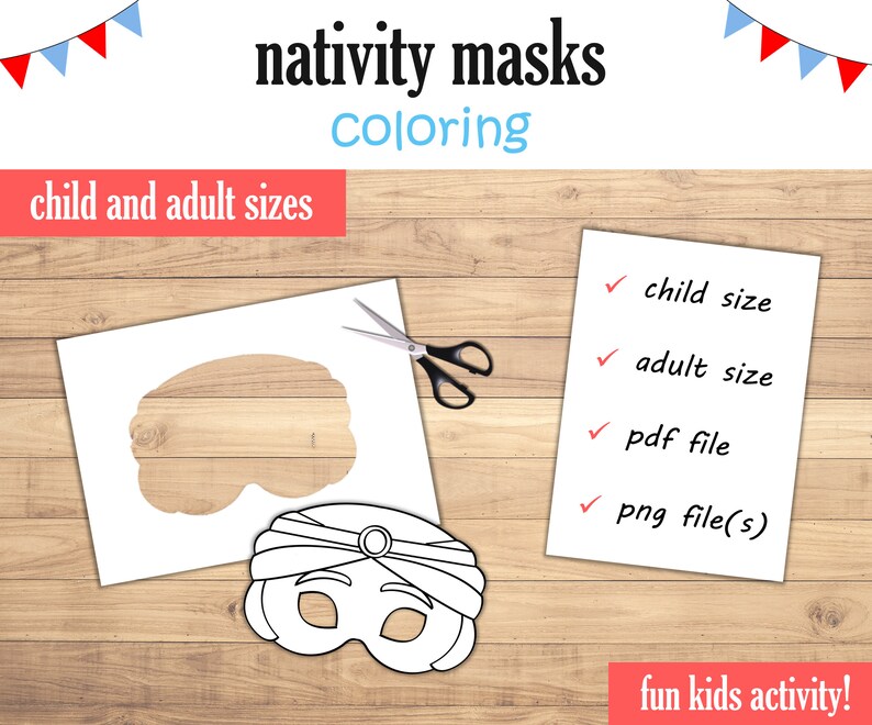 Nativity Masks Kids, Nativity Play Kids Masks, Nativity Printables Kids ...