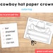 Cowboy Hat Paper Crown Party Coloring Printable Kids Craft Wild West ...