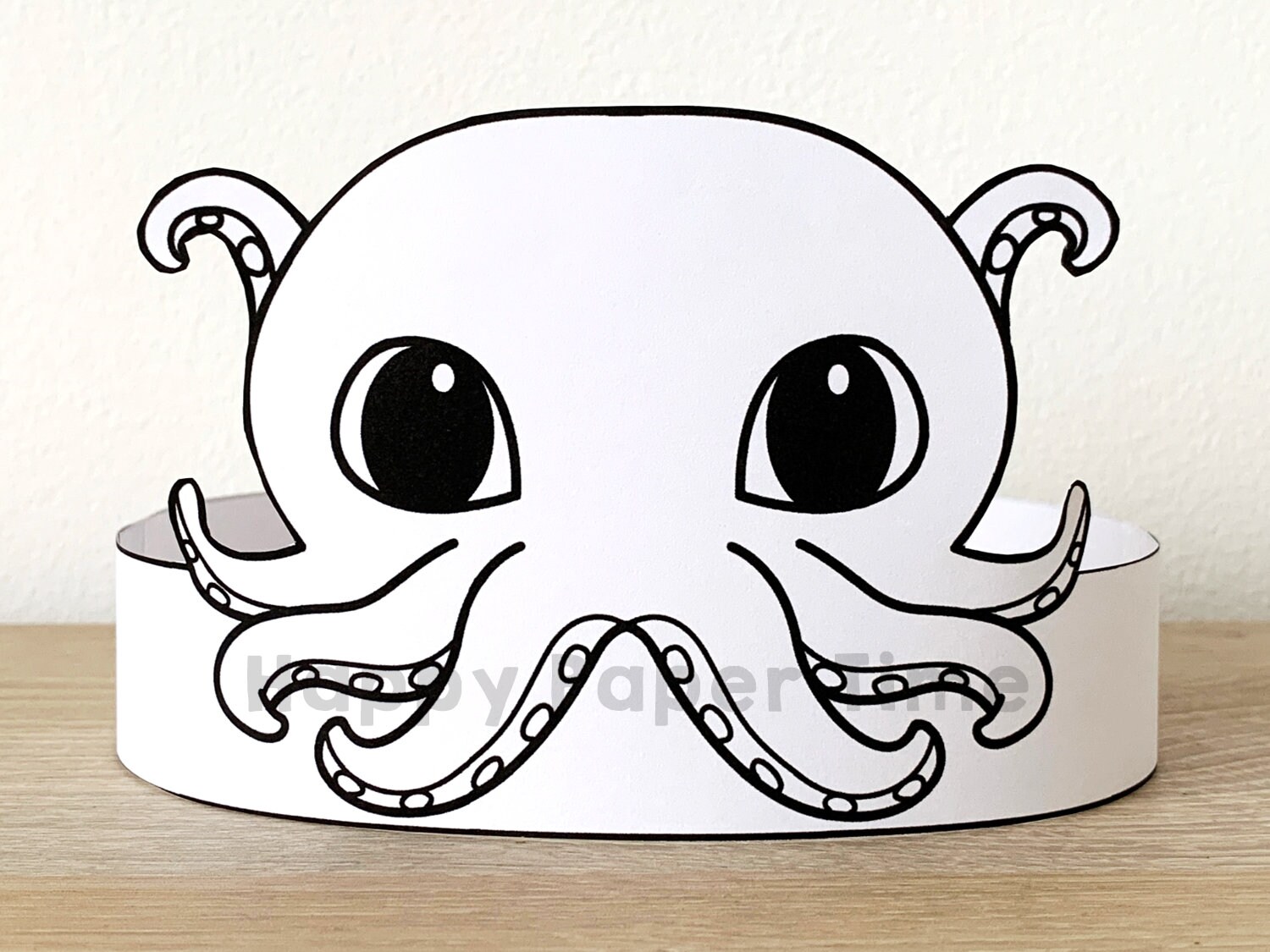 Octopus Paper Crown Party Coloring Printable Party Hat Kids Craft Ocean ...