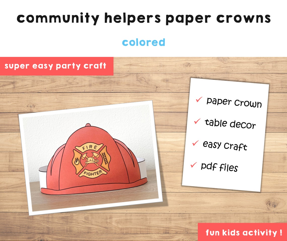 Community Helpers Paper Crowns Police Builder Farmer Nurse - Etsy