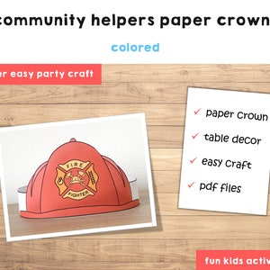 Community Helpers Paper Crowns Police Builder Farmer Nurse Mail Carrier ...