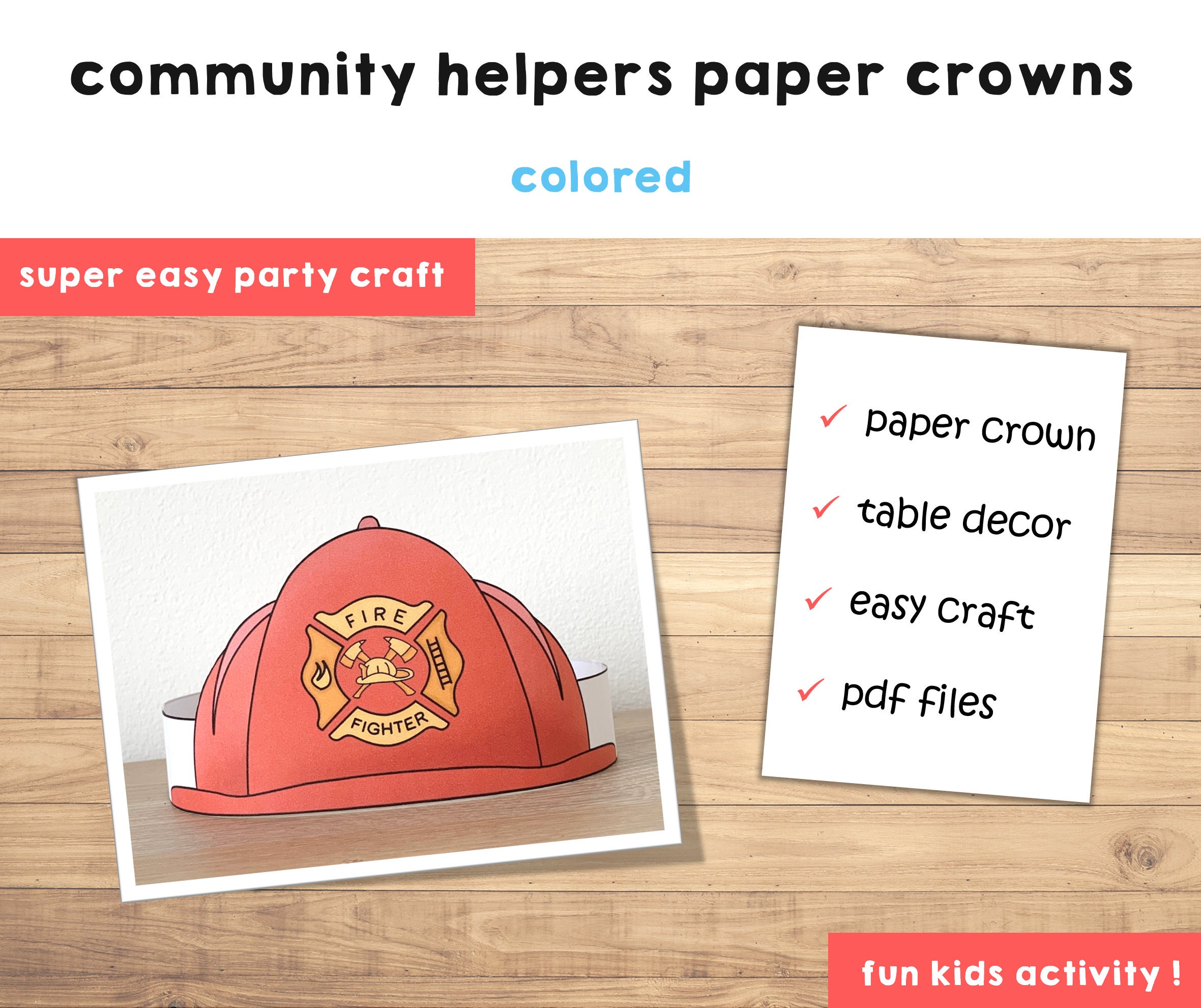Community Helpers Paper Crowns Police Builder Farmer Nurse - Etsy