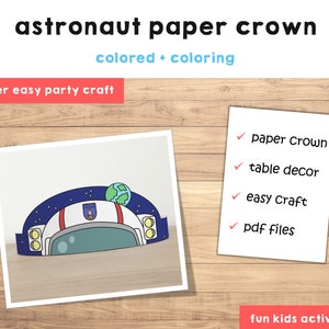 Astronaut Helmet Paper Crown Space Astronomy Party Coloring Printable ...