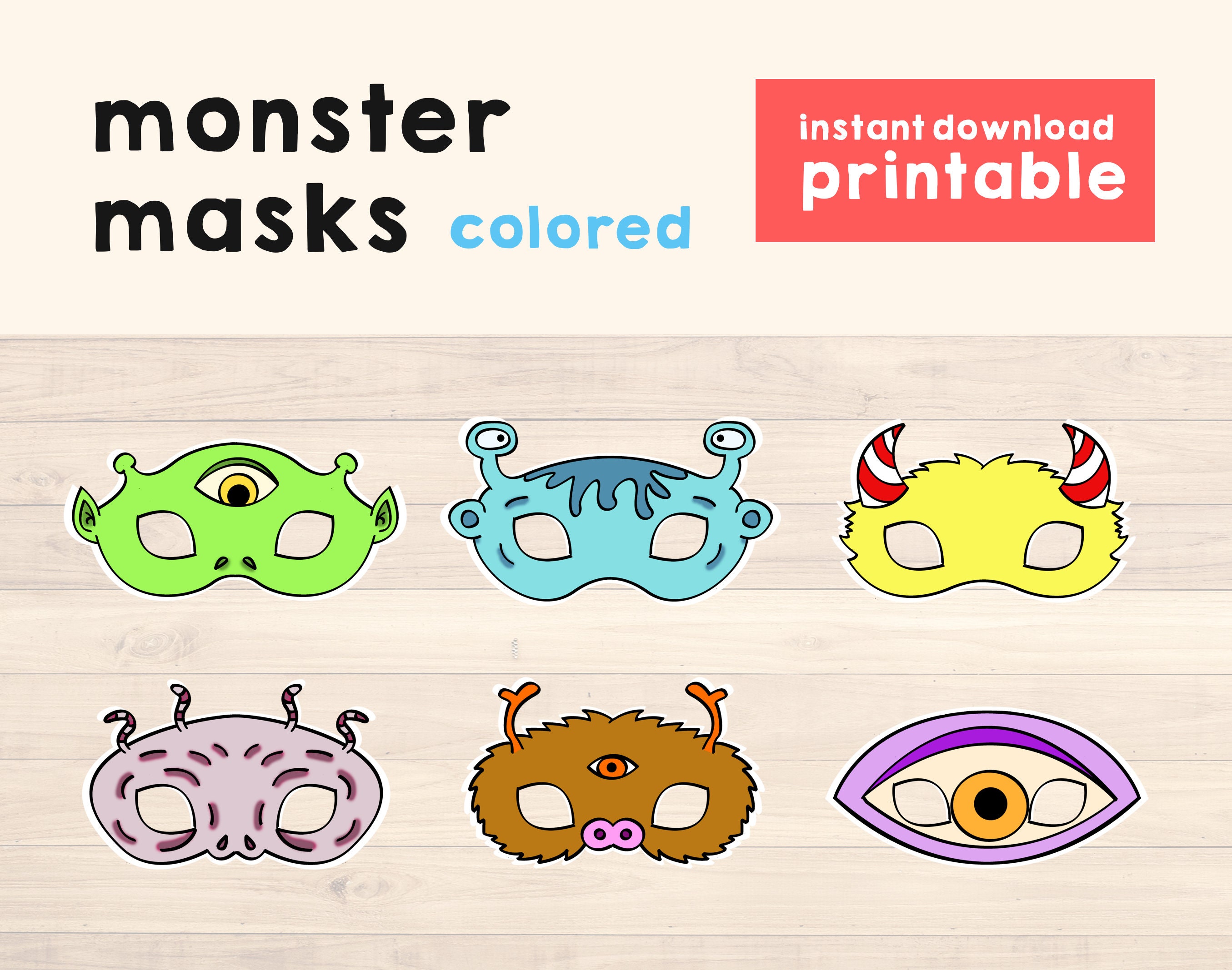 Monster Masks Monster costume kids Monster Party Printable | Etsy