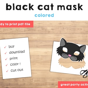 Black Cat Mask Kids Costume Black Cat Mask Diy Black Cat Mask Kids ...