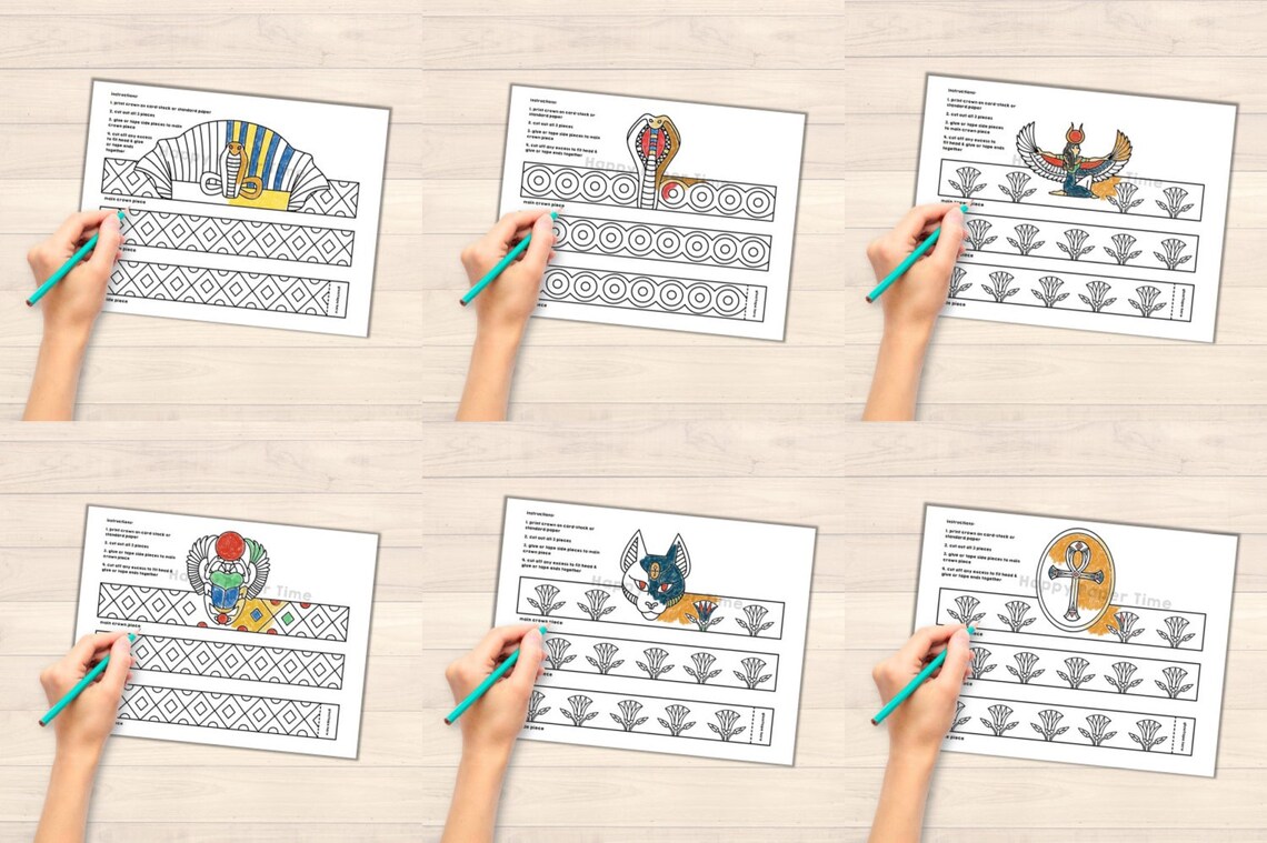 Ancient Egypt Paper Crowns Pharaoh Cobra Cleopatra Isis Scarab - Etsy