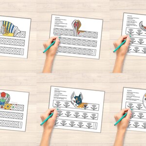 Ancient Egypt Paper Crowns Pharaoh Cobra Cleopatra Isis Scarab Cat Ankh ...