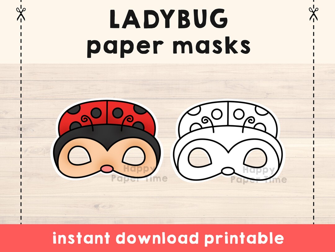 Ladybug Mask Costume Animal Mask Printable Party Favor Insect Halloween ...