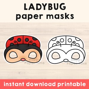Ladybug Mask Costume Animal Mask Printable Party Favor Insect Halloween ...