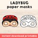 Ladybug Mask Costume Animal Mask Printable Party Favor Insect - Etsy