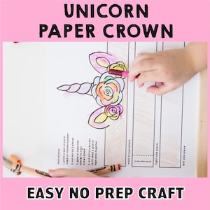 Unicorn Paper Crown Coloring Printable Kids Craft Unicorn Princess ...