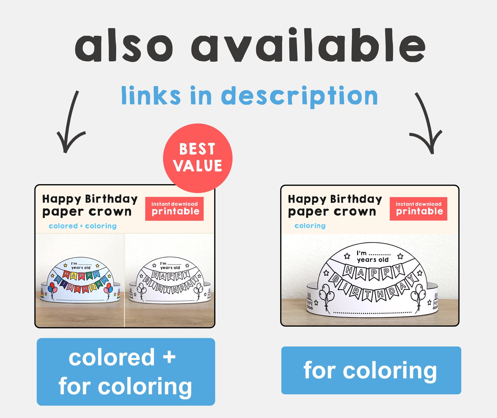 Happy Birthday Paper Crown Party Activity Printable Kids - Etsy