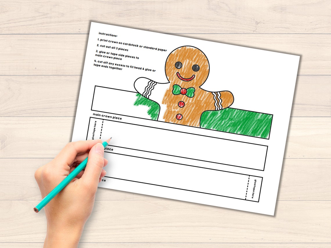 Gingerbread Man Paper Crown Hat Christmas Winter Holiday Party - Etsy