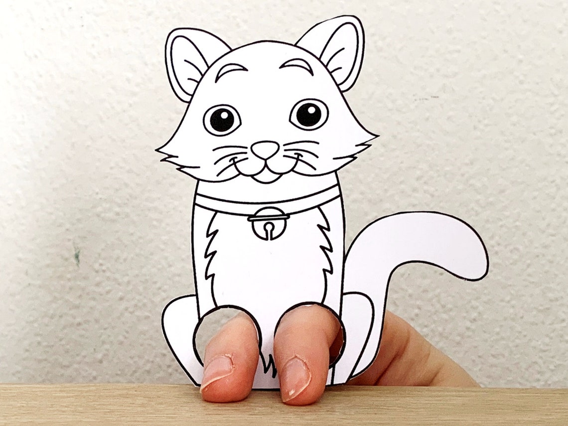 Black Cat Paper Craft Printable Halloween Spooky Day Finger | Etsy