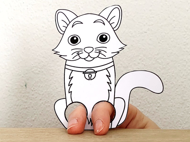 Black Cat Paper Craft Printable Halloween Spooky Day Finger | Etsy