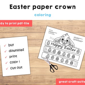 Easter Hat Paper Crown Headband Easter Bunny Day Party Activity ...