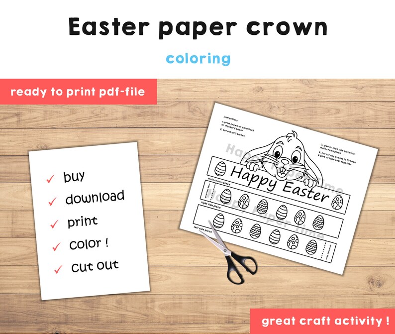 Easter Hat Paper Crown Headband Easter Bunny Day Party Activity ...