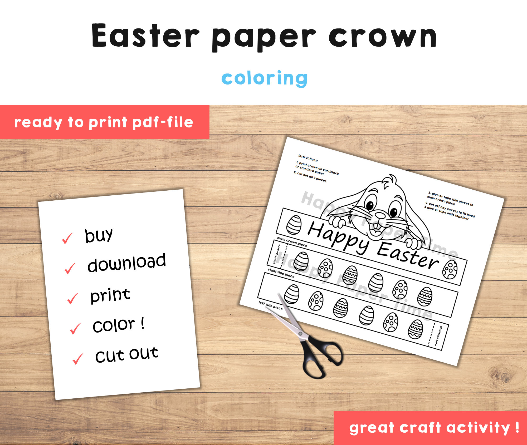 Easter Hat Paper Crown Headband Easter Bunny Day Party - Etsy