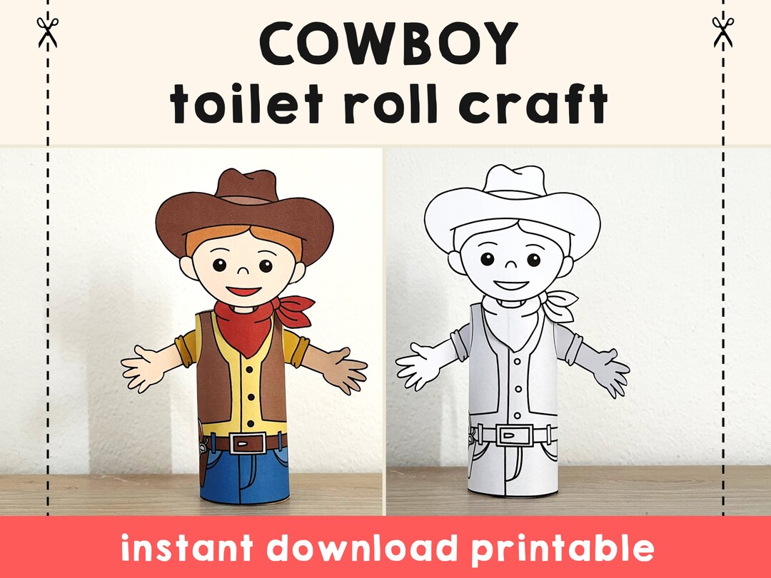 Cowboy Toilet Paper Roll Craft Wild West Party Coloring Printable ...