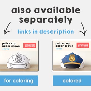 Police Cap Hat Paper Crown Party Coloring Printable Kids Craft ...