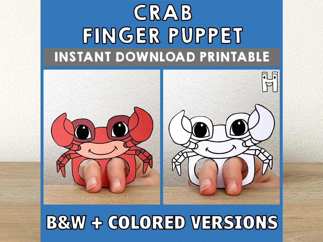 Crab Paper Craft Printable Ocean Animal Finger Puppet Kids Craft ...