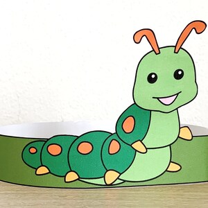 Caterpillar Paper Crown Headband Party Coloring Printable Kids Craft ...