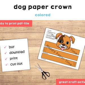 Dog Paper Crown Headband Pet Animal Printable Kids Craft Puppy Party ...