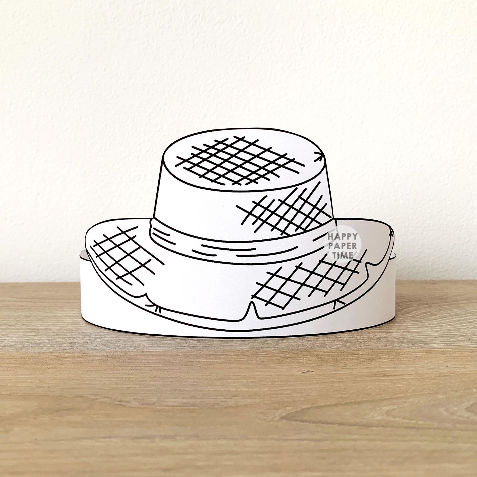 Farmer Straw Hat Gardener Paper Crown Party Coloring Printable Kids ...