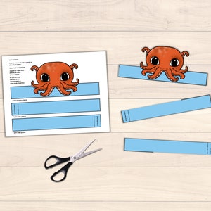 Octopus Paper Crown Party Coloring Printable Party Hat Kids Craft Ocean ...