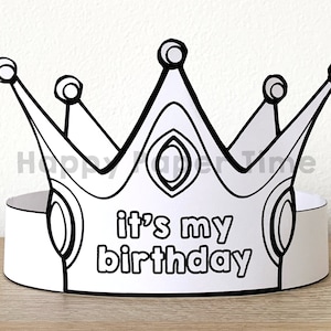 Birthday Paper Crown Princess Template Party Coloring Printable Kids ...