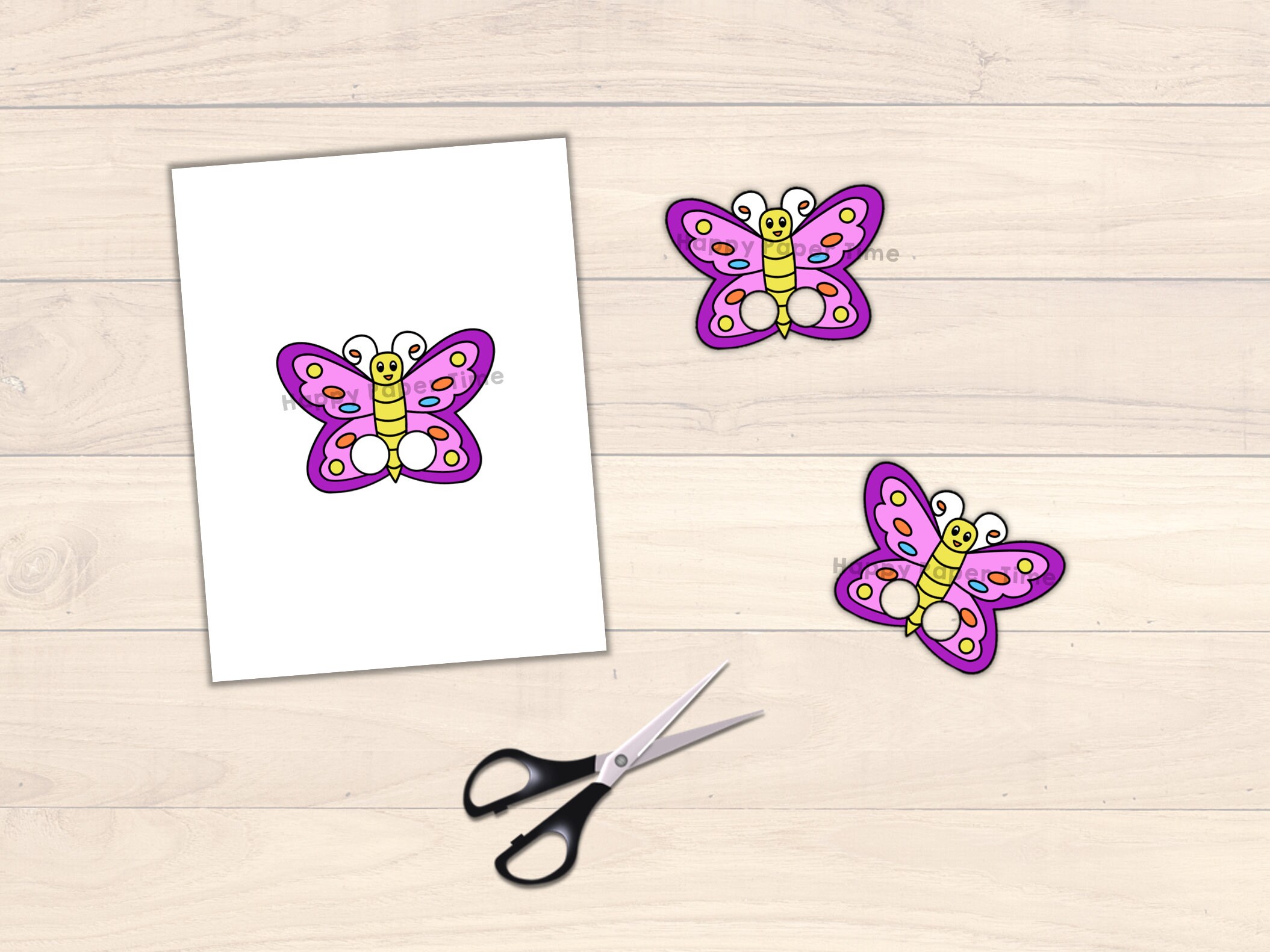 Butterfly Paper Craft Printable Finger Puppet Template Kids | Etsy